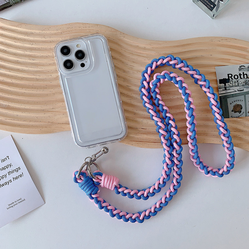 Japanese Korean Mobile Phone Lanyard Four-Strand Braided Double Hook ...
