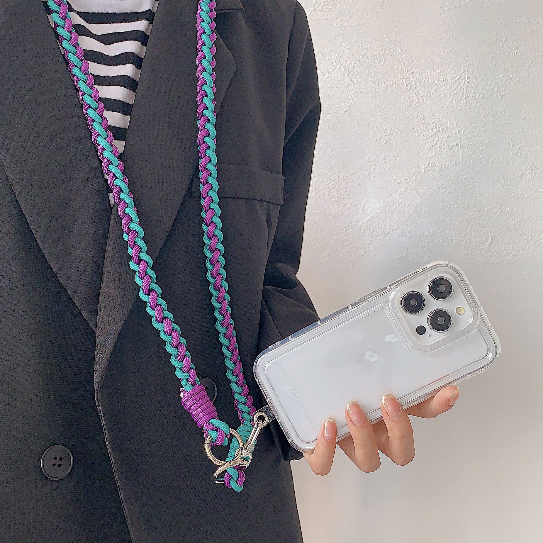 Japanese Korean Mobile Phone Lanyard Four-Strand Braided Double Hook ...