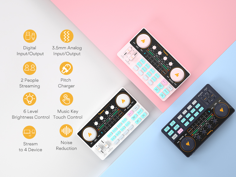 Maono AM200-S1 White Sound Card Set Podcast Equipment MaonoCaster Lite ...