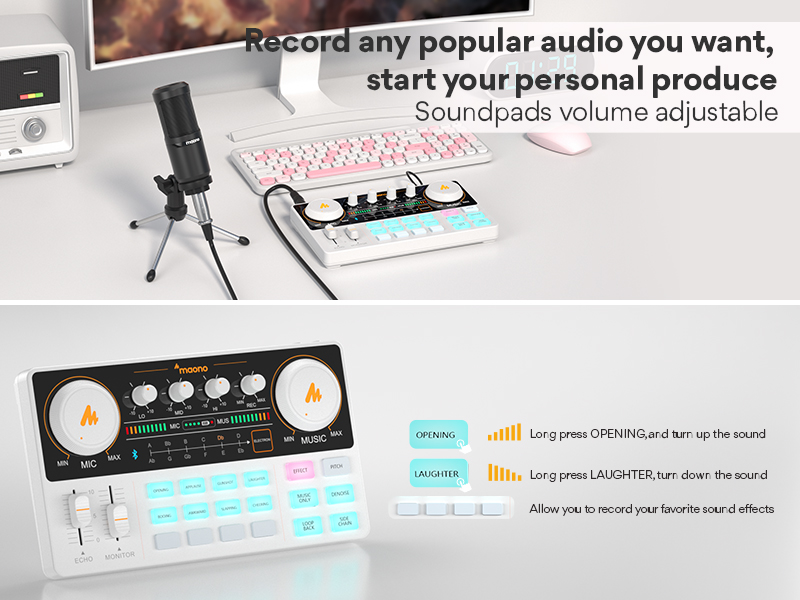 Maono AM200-S1 White Sound Card Set Podcast Equipment MaonoCaster Lite ...