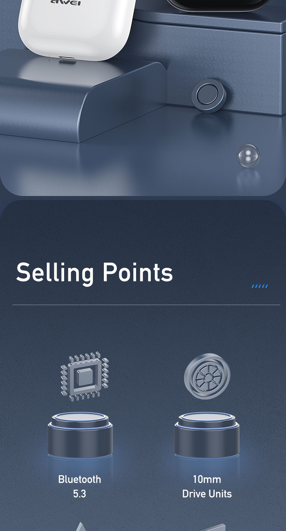 Awei T1 Pro TWS Wireless Bluetooth Earphone 5.3 In-Ear Earbuds Built-in ...