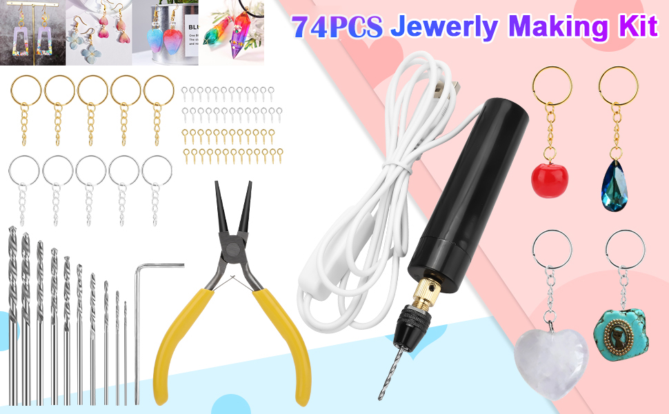 Mini Electric Resin Hand Drill USB Powered Portable Keychain Making Kit ...