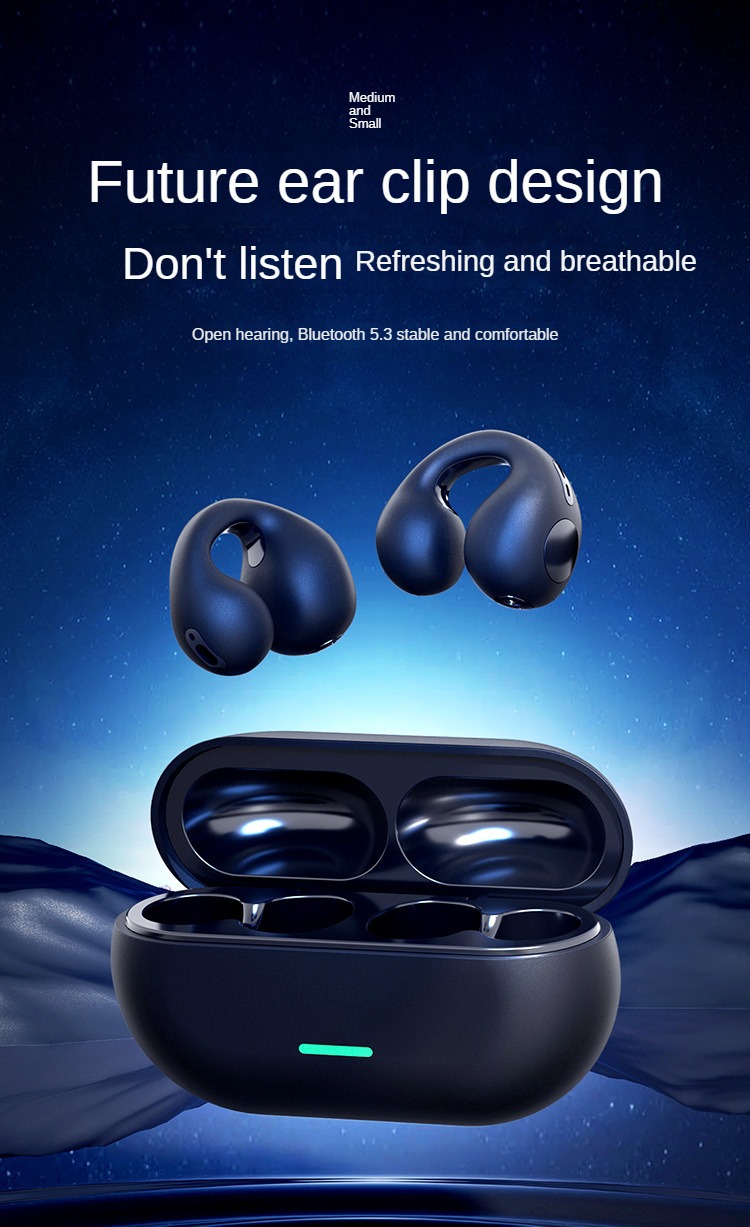 T75 Ear-Clip Earbuds Bluetooth Headphones 3D Surround Stereo Bass ...