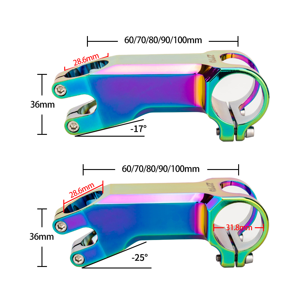 ZTTO MTB Road Bike Stem 31.8 x 60 70 80 90 100mm 17 Degree 25 Degree ...