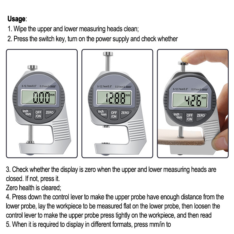 0-12.7 Thickness gauge digital display gauge Mini electronic thickness ...