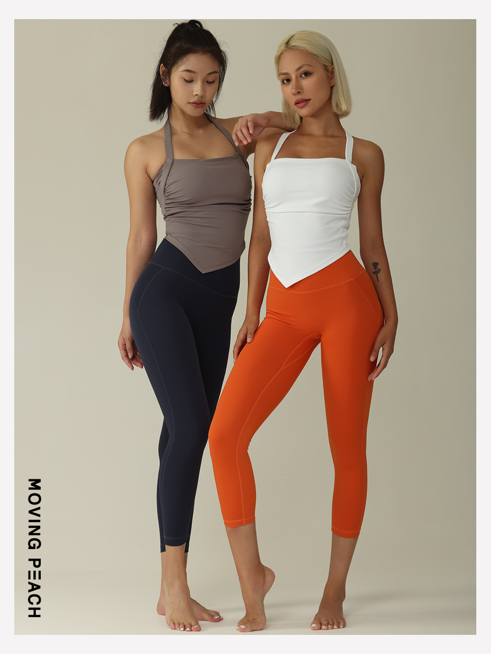 MOVING PEACH Women Halter Top Yoga Gym Breathable Tank Top With Semi ...