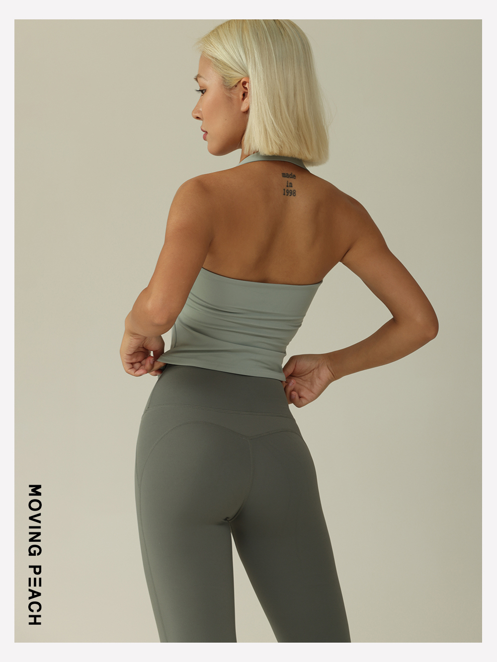 MOVING PEACH Women Halter Top Yoga Gym Breathable Tank Top With Semi ...