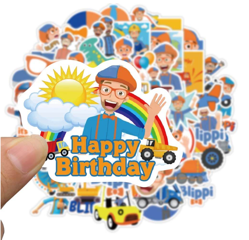 50PCS Blippi Theme Party Cartoon Sticker Set Blue English Teacher ...