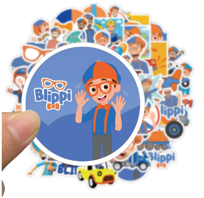 50PCS Blippi Theme Party Cartoon Sticker Set Blue English Teacher ...