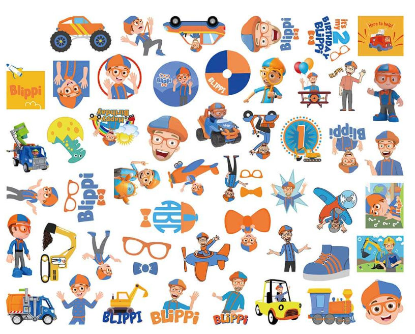 50PCS Blippi Theme Party Cartoon Sticker Set Blue English Teacher ...