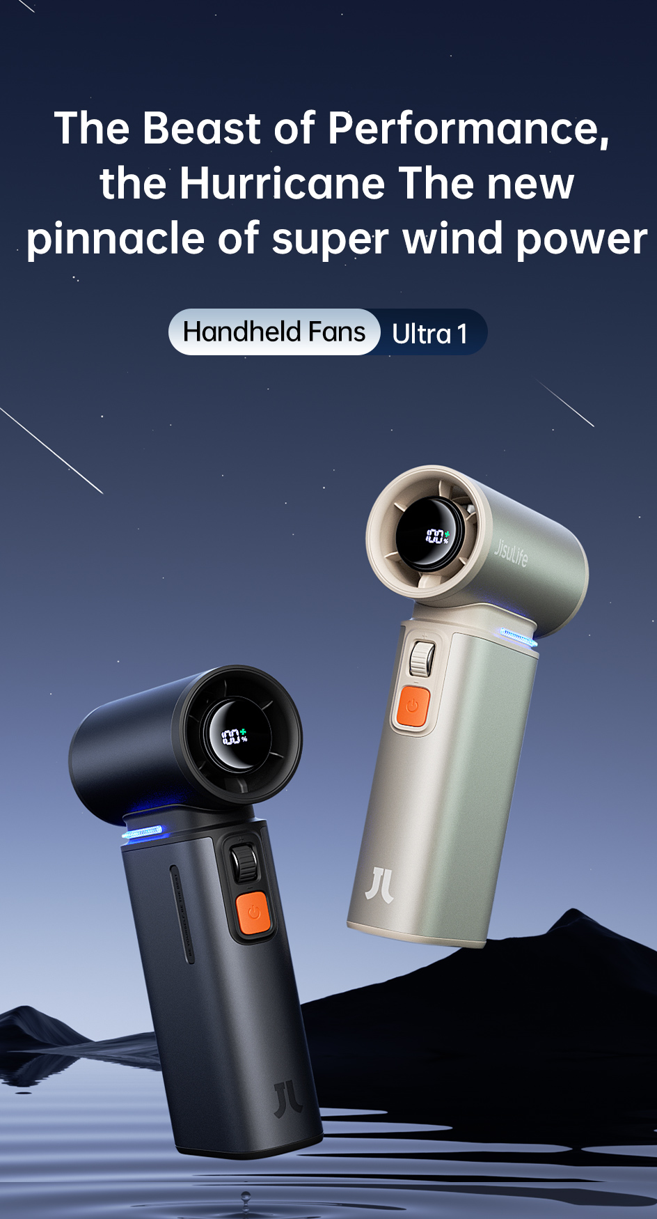 JisuLife Handheld Fan Ultra 1 Jet Fan 9000 mAh 100 Speed LED Display ...