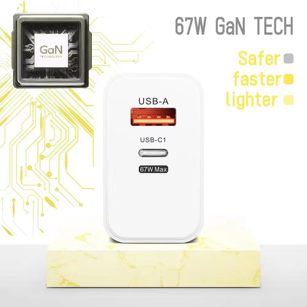 67W GaN Super Fast Charger USB A+Type C Super Flash Charging Adoptor ...