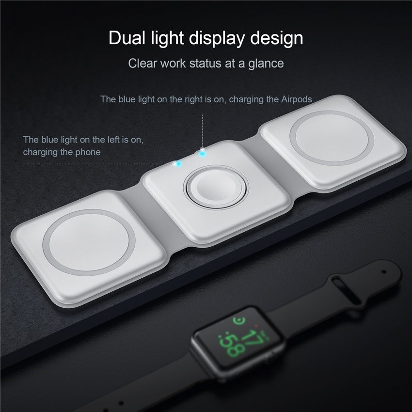 60W Wireless Charger 3 in 1 Magnetic Charger Foldable Fast Charger For ...