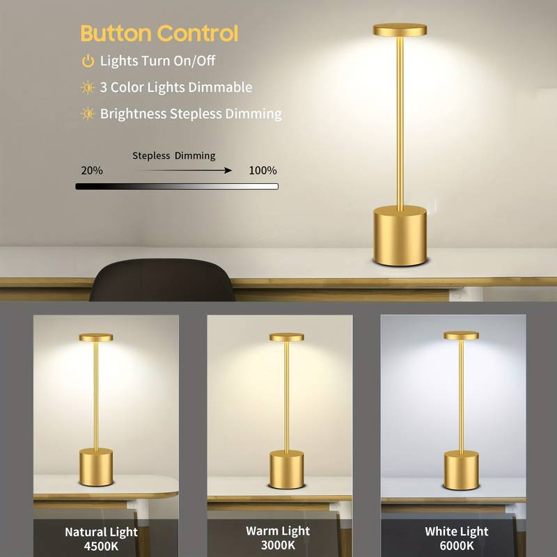 【24H Delivery】Bar Table Lamp 3 Color LED Metal Desk Light USB ...