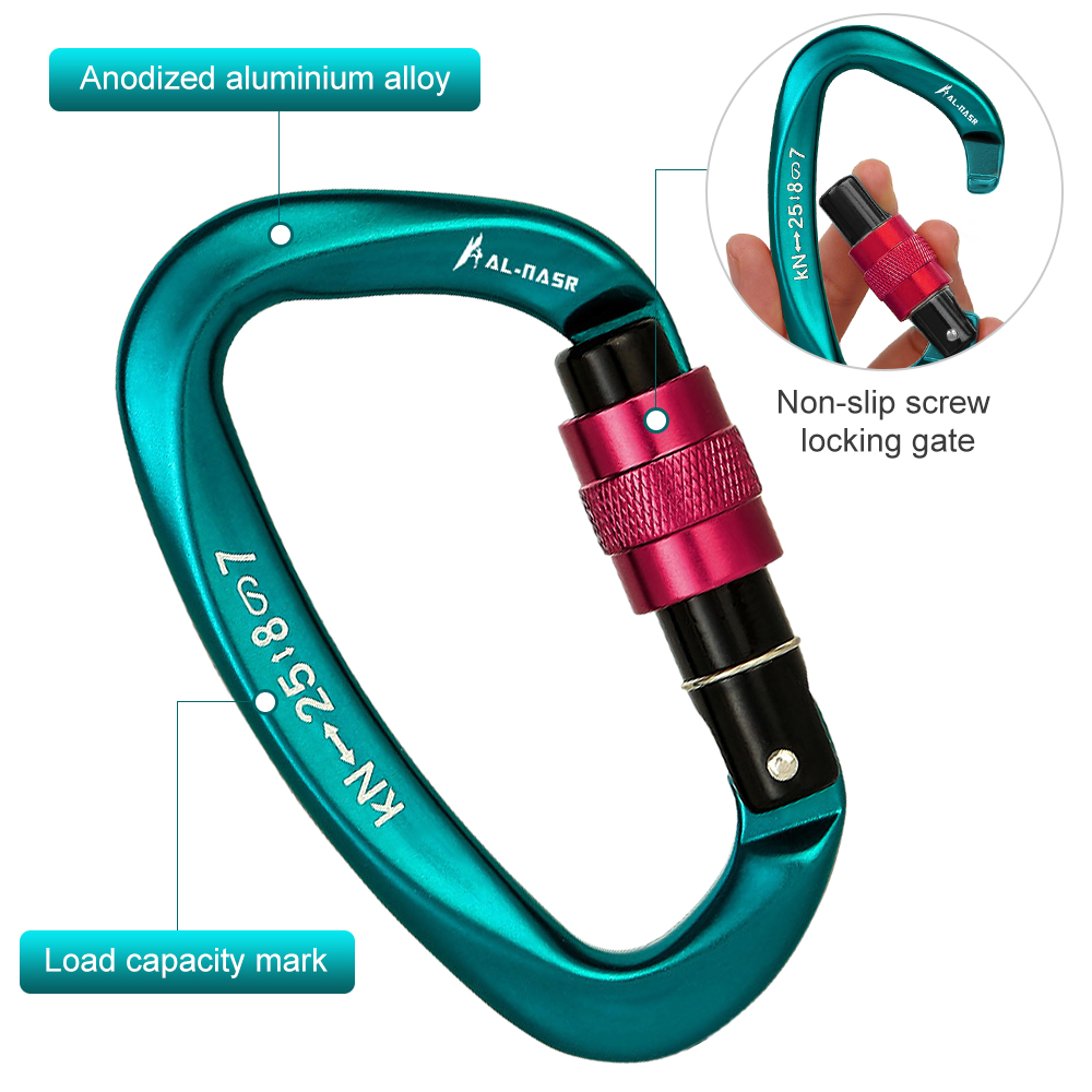 [Lixada Mall] 25KN Professional Climbing Carabiner Screw Locking Gate ...