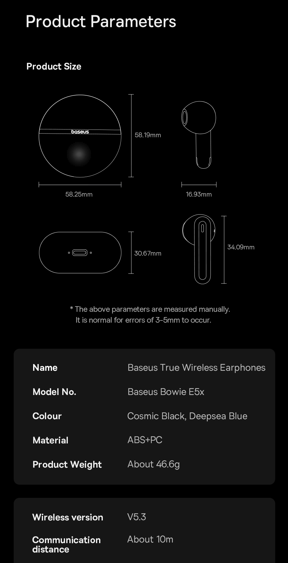 Baseus Bowie E5x True Wireless Earphones with RGB Bluetooth 5.3 Earbuds ...