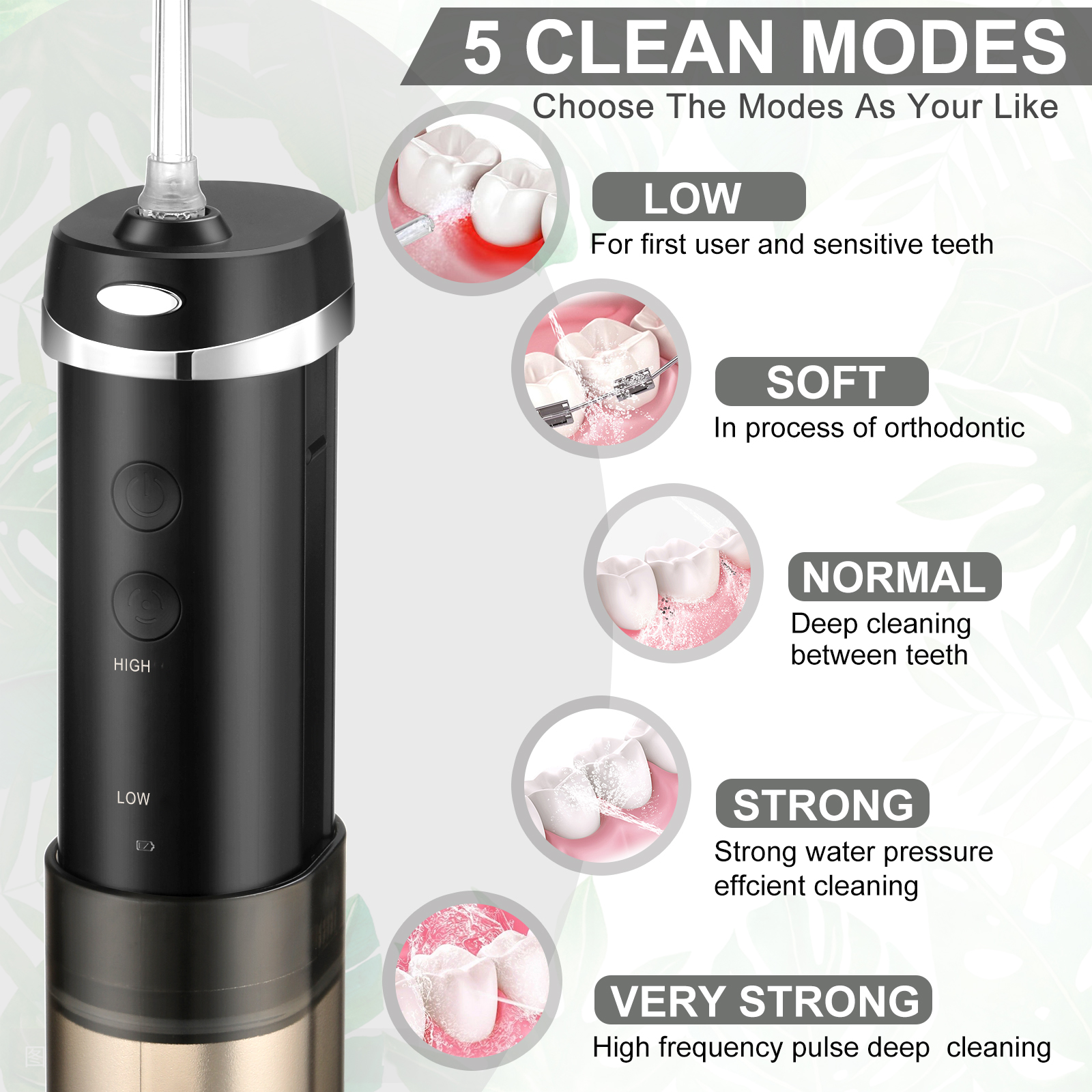 h2ofloss Cordless Water Flosser for Teeth , Oral Irrigator with 5 ...