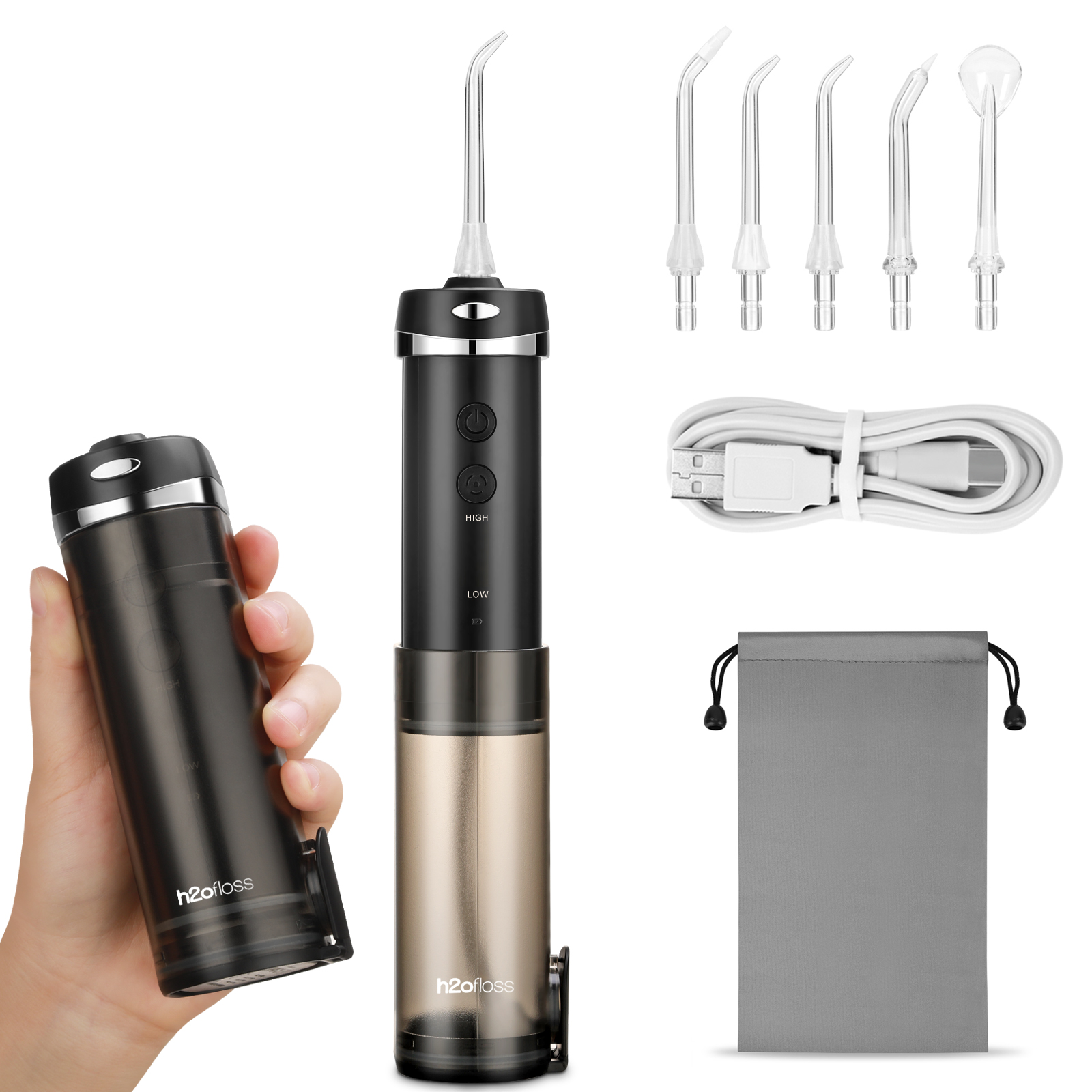 h2ofloss Cordless Water Flosser for Teeth , Oral Irrigator with 5 ...