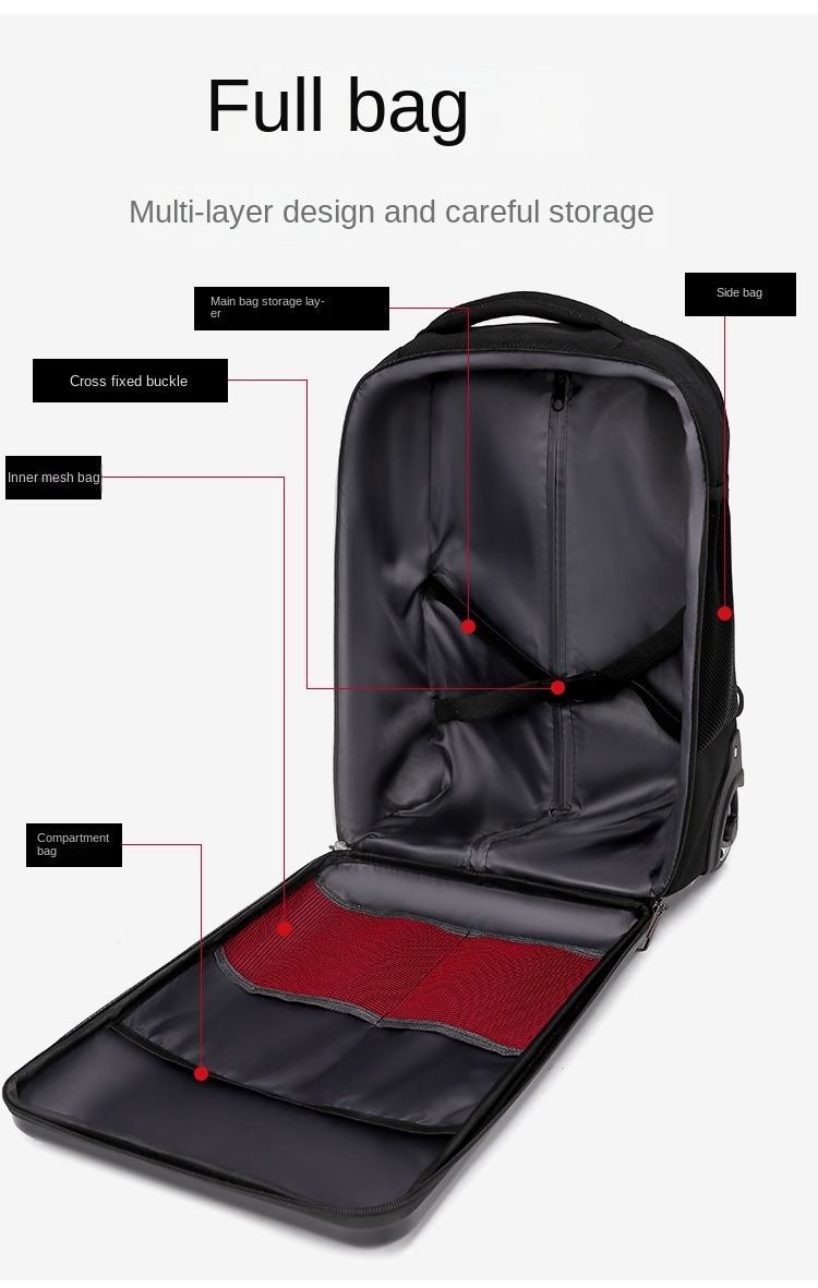 19 Inch Cabin Luggage Bag Lightweight Hardshell Travel Backpack ...