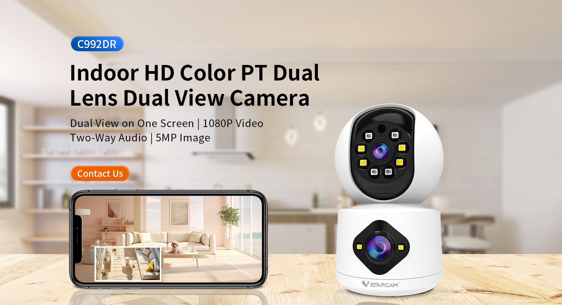 Vstarcam 5MP Image 1080P Video AI Camera PTZ Wifi Double Lens Auto ...