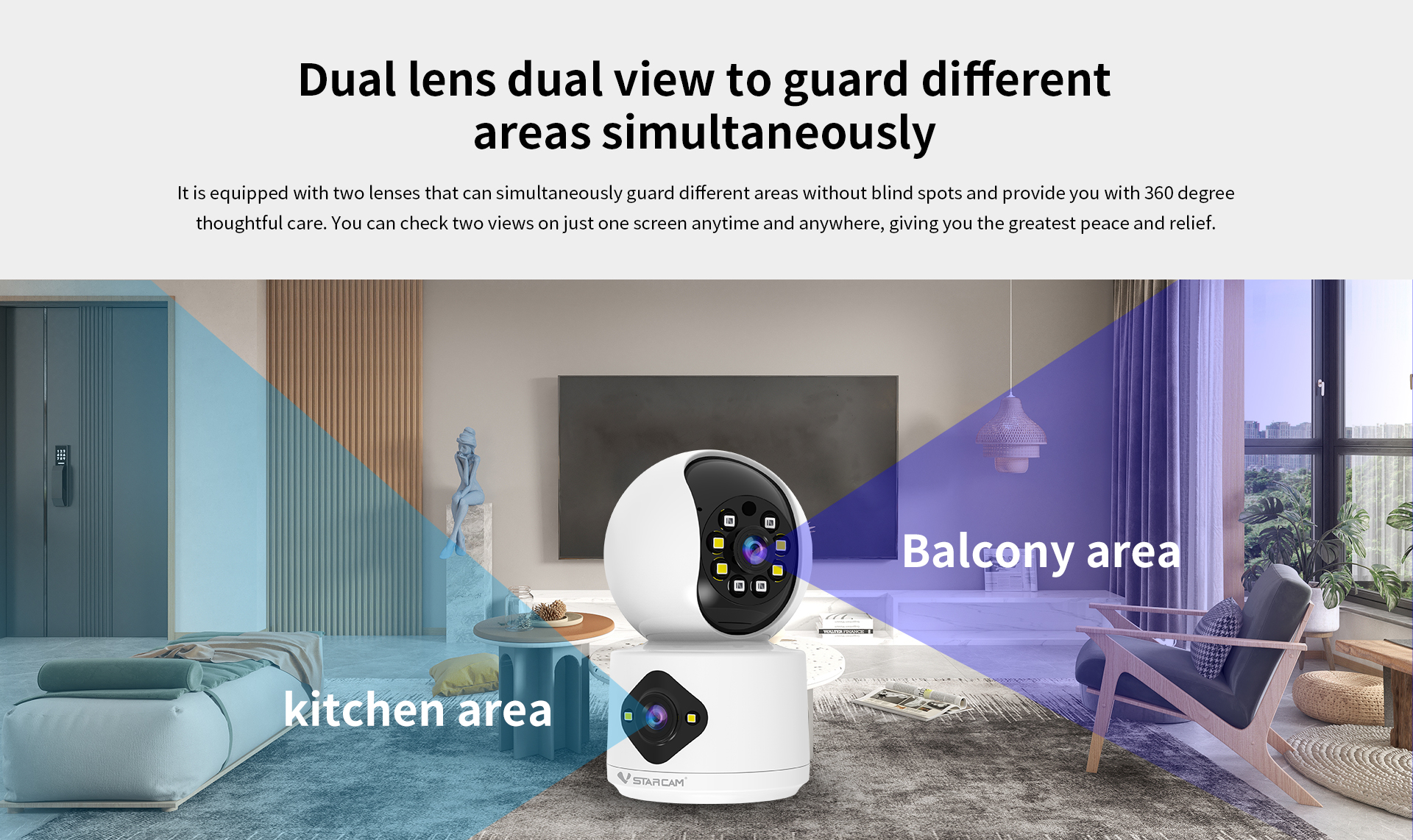 Vstarcam 5MP Image 1080P Video AI Camera PTZ Wifi Double Lens Auto ...