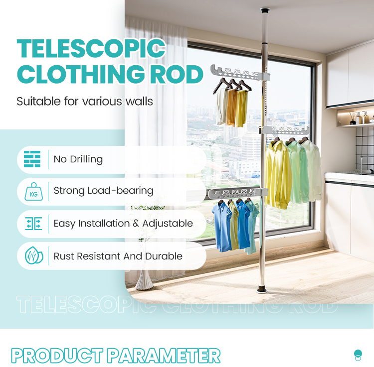 【SG Seller】Adjustable Clothes Drying Rack Floor To Ceiling Clothes Rack ...