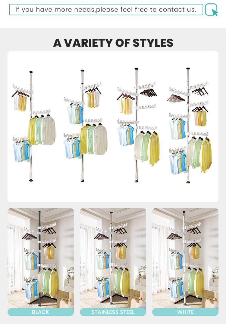 【SG Seller】Adjustable Clothes Drying Rack Floor To Ceiling Clothes Rack ...