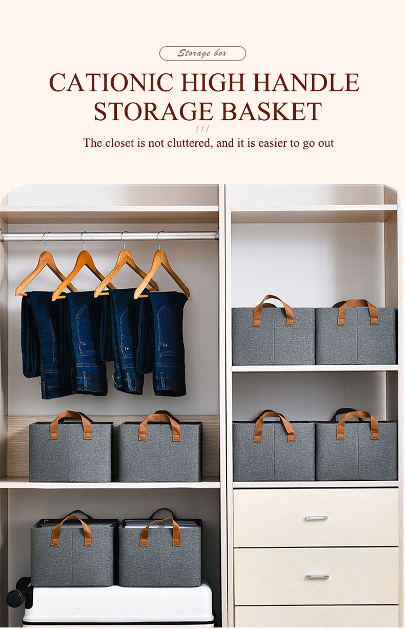 【SG Seller】Large Box Storage Clothing Organization Cotton Linen Foldable Jeans Sweaters Clothes ...