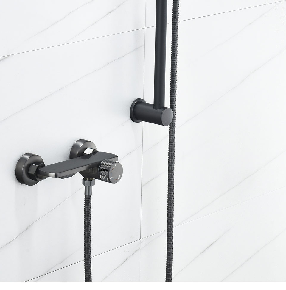 [Ready Stock] Gun Gray Simple Shower Set Bathroom Bathtub Shower Faucet ...