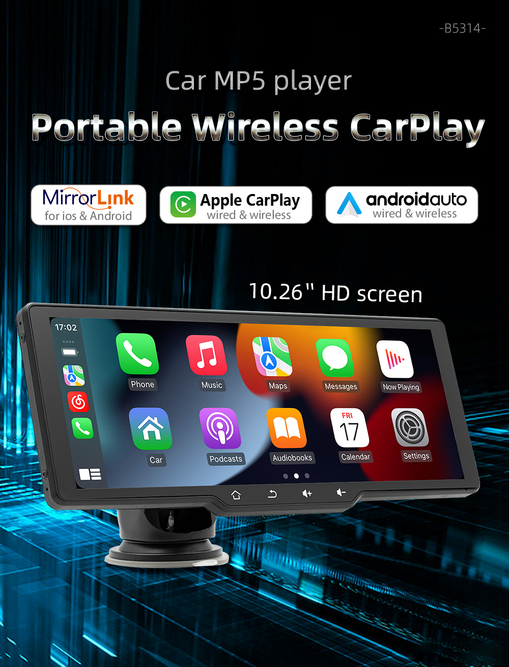 10.26 Inch Multimedia Player HD Touchscreen Wireless Carplay Android ...