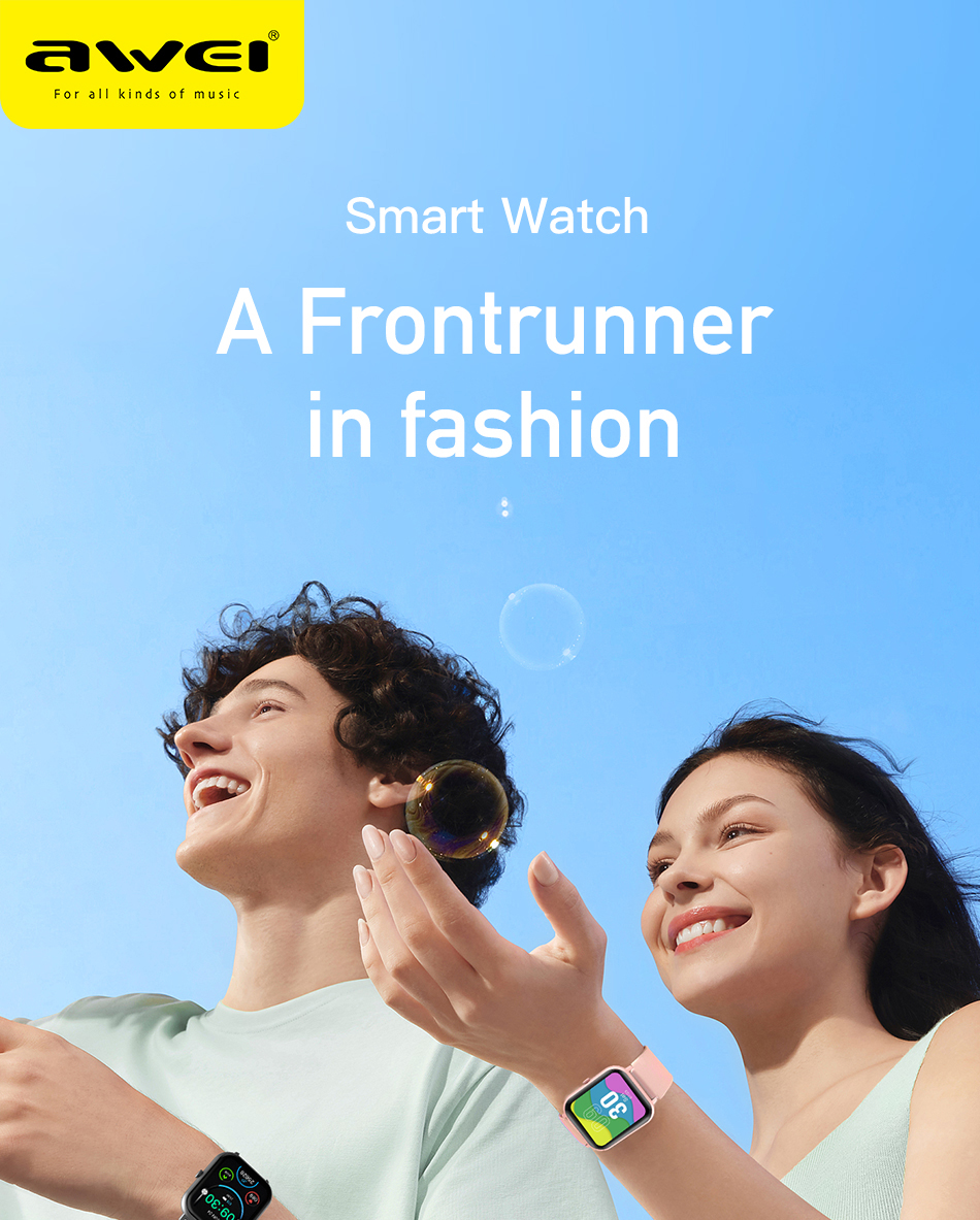 Awei H25 Smartwatch 1.83” Bluetooth Call 24-hour Health Monitoring 100 ...