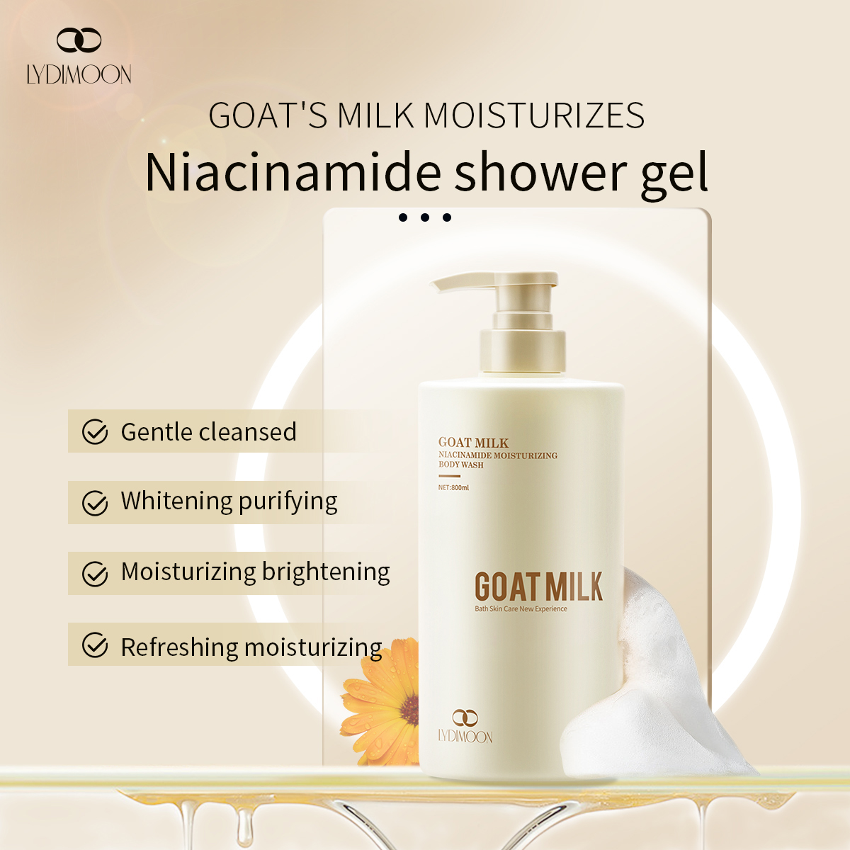 Whitening Body Wash Goat Milk Shower Gel 800ml Niacinamide Whole Body ...