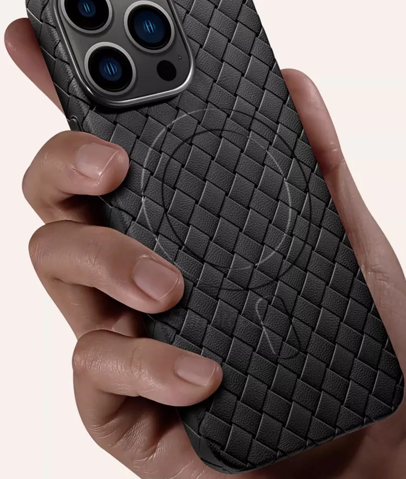 Magnetic Woven Phone Case For iPhone 16 pro max 15 14 plus 13 12 Soft ...