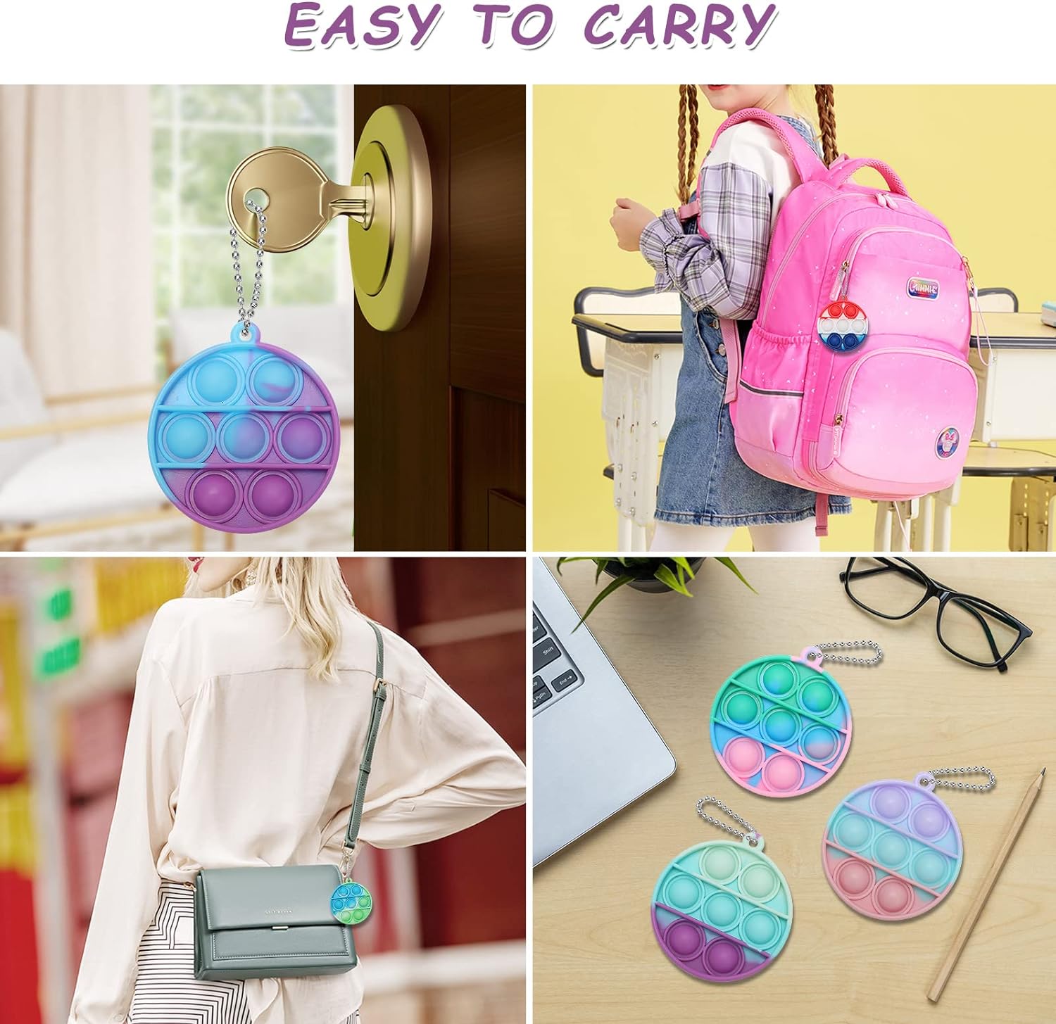 Pop Fidget Toys Party Favors for Kids Toys 3 Shape Mini Pop Keychain ...