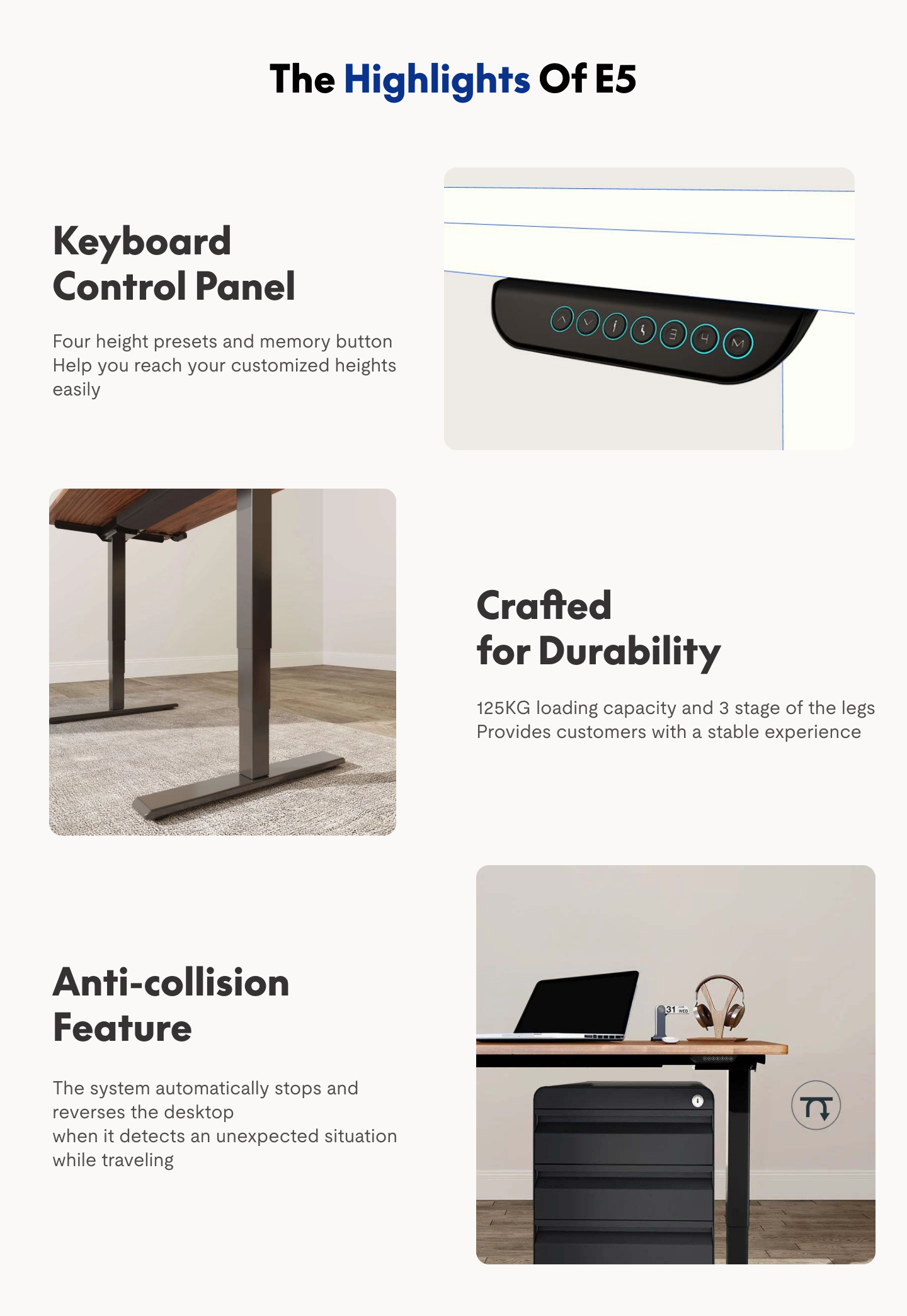 FlexiSpot Premium Standing Desk (E5) ,Black&Black,Electric Height Adjustable Office Desk ...