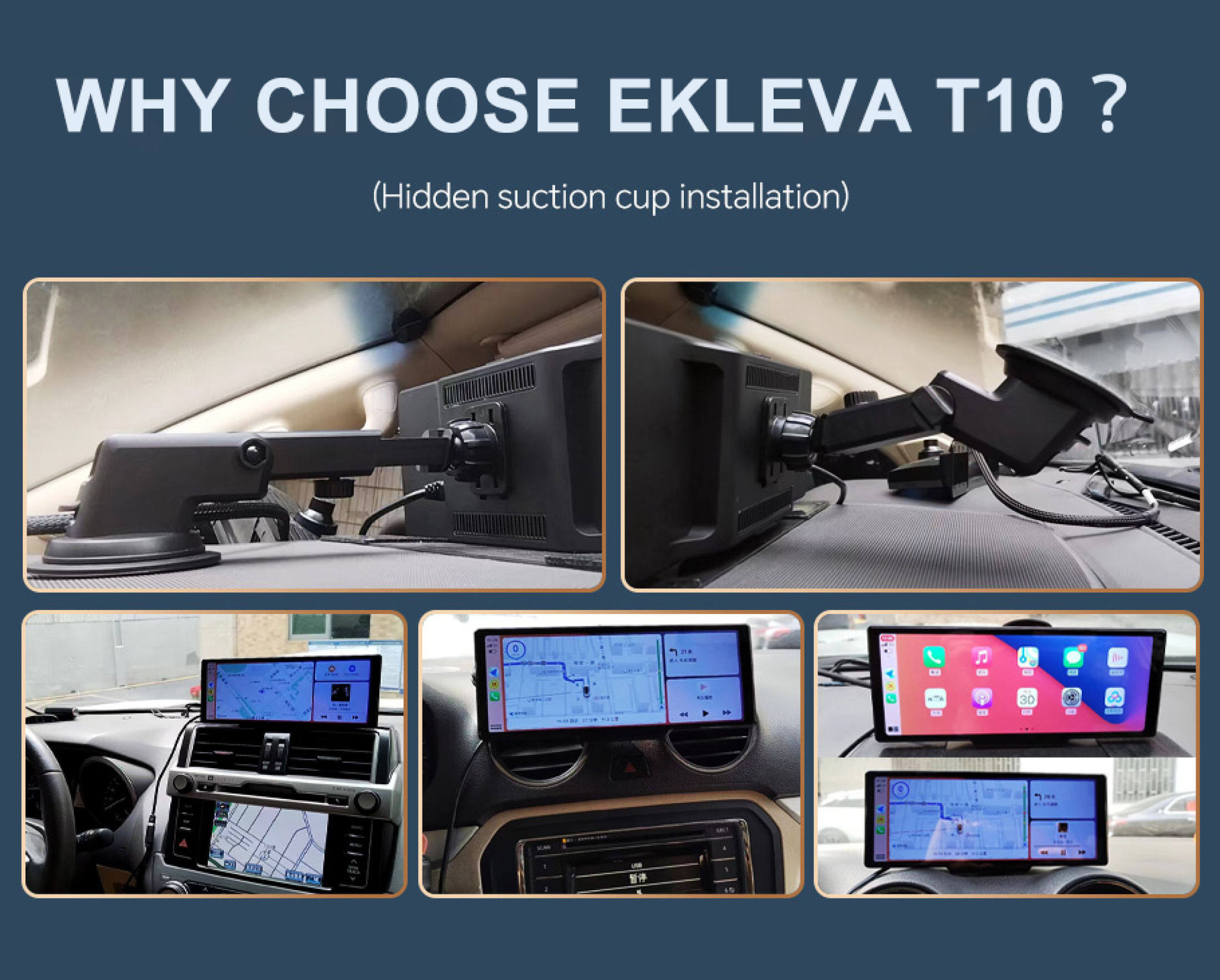 EKLEVA Universal 10.26 Inch Car Mirror Video Cellphone GPS Navigation ...