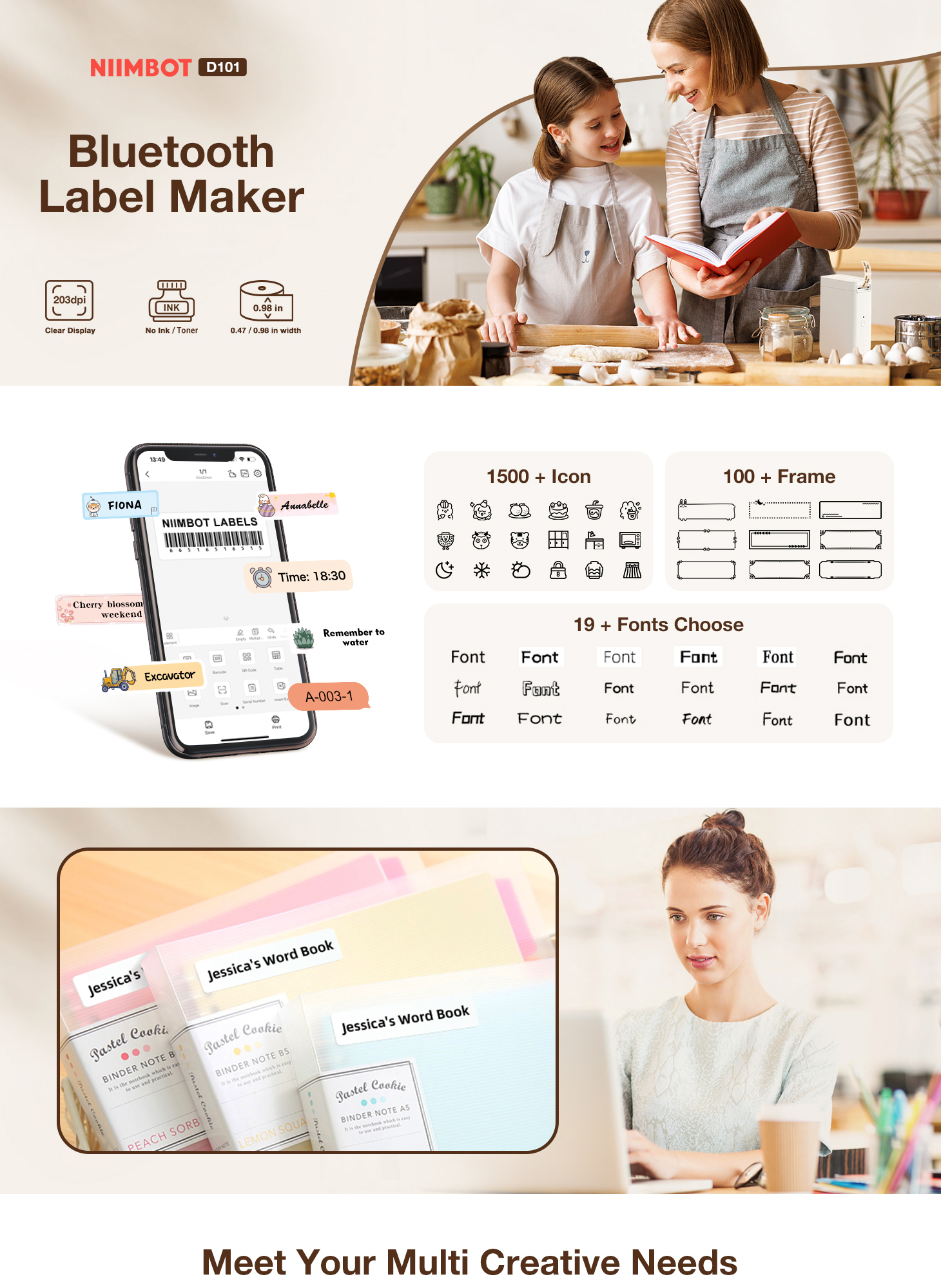 NIIMBOT D101 Label Printer Wireless Bluetooth Thermal Label Tag Label ...