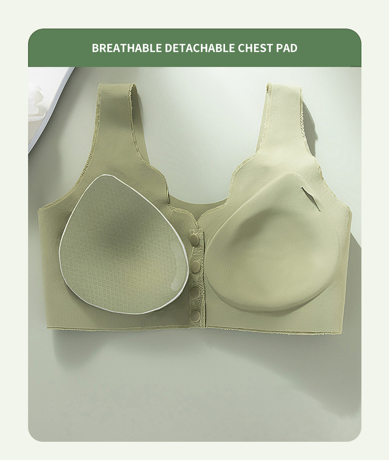 FallSweet Plus Size Front Button Bra for Women Ice Silk Wireless ...