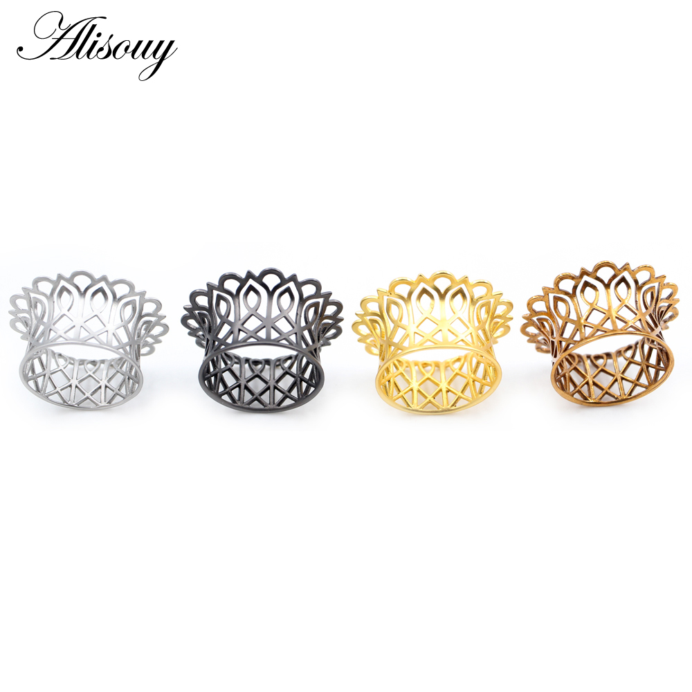 Alisouy 1 Piece 6-25mm Copper Hollow Flower Pattern Ear Tunnels Plugs ...