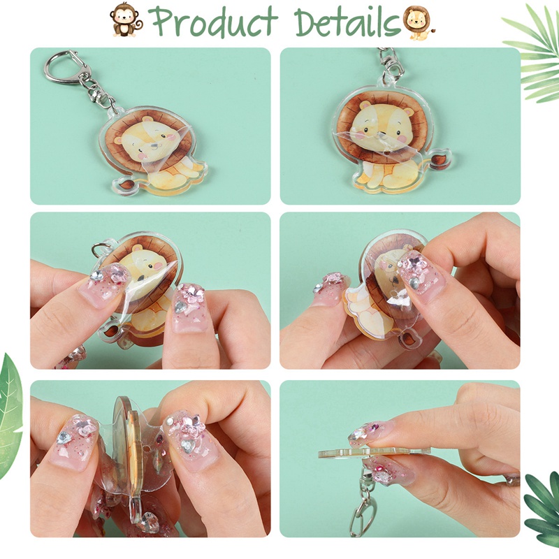 5pcs Jungle Animal Keychains Ornaments Safari Animal Pendant Wild One ...