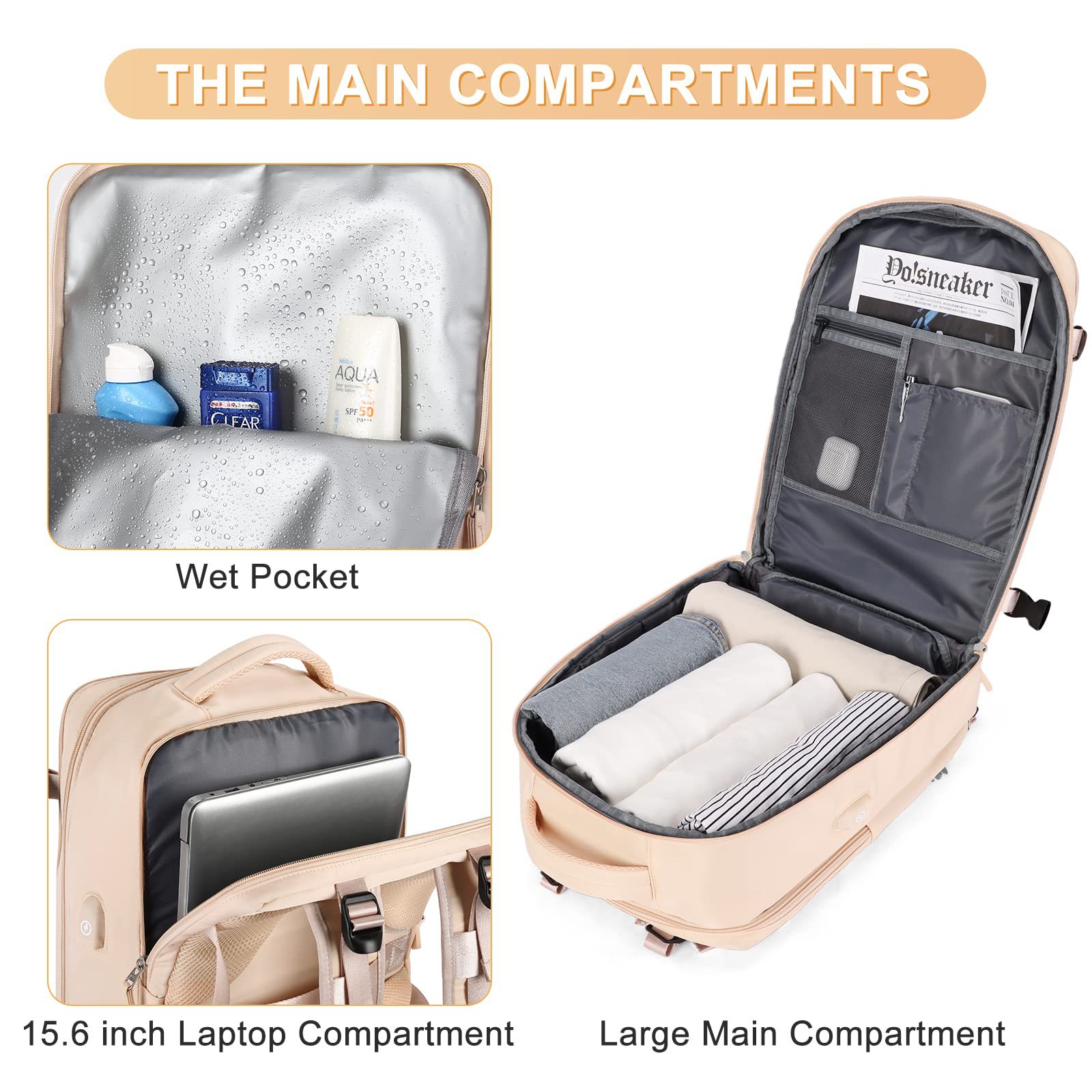 MY available unisex 35L Travel bagpack waterproof cabin size backpack ...
