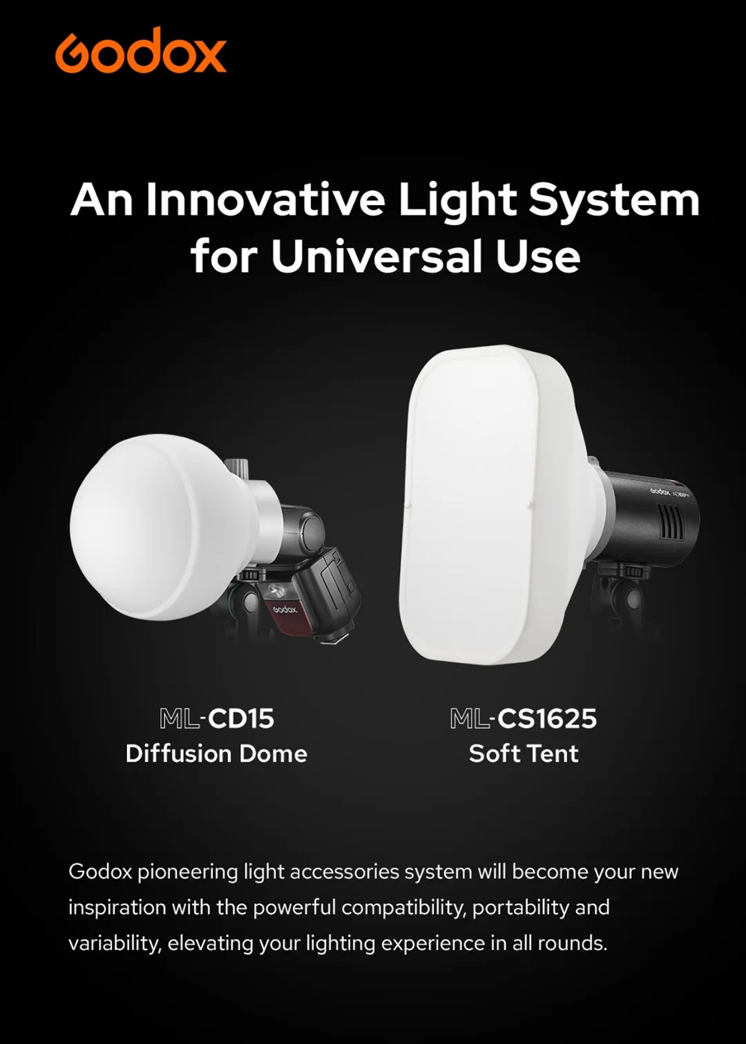 Godox ML-CD15 ML-CS1625 Diffuser Dome Kit with 3 Adapters for ...