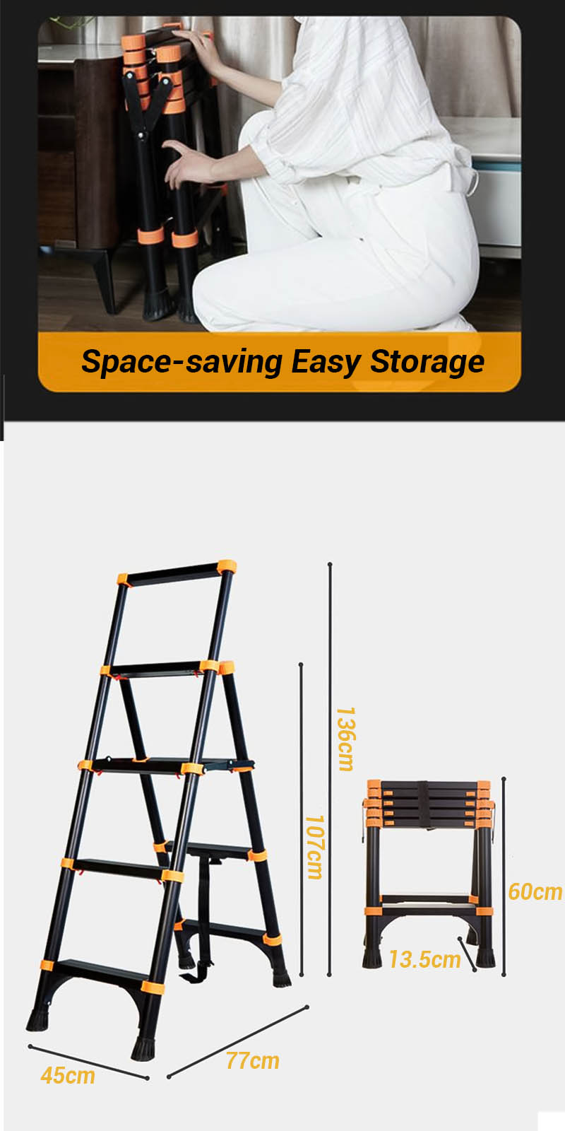 Aluminum alloy telescopic ladder folding ladder home indoor telescopic ...