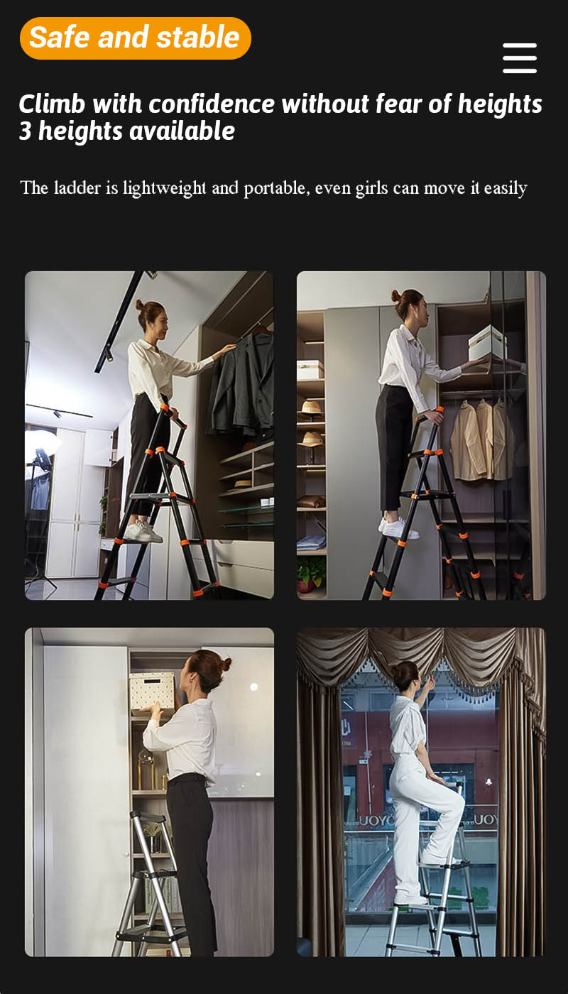 Aluminum alloy telescopic ladder folding ladder home indoor telescopic ...