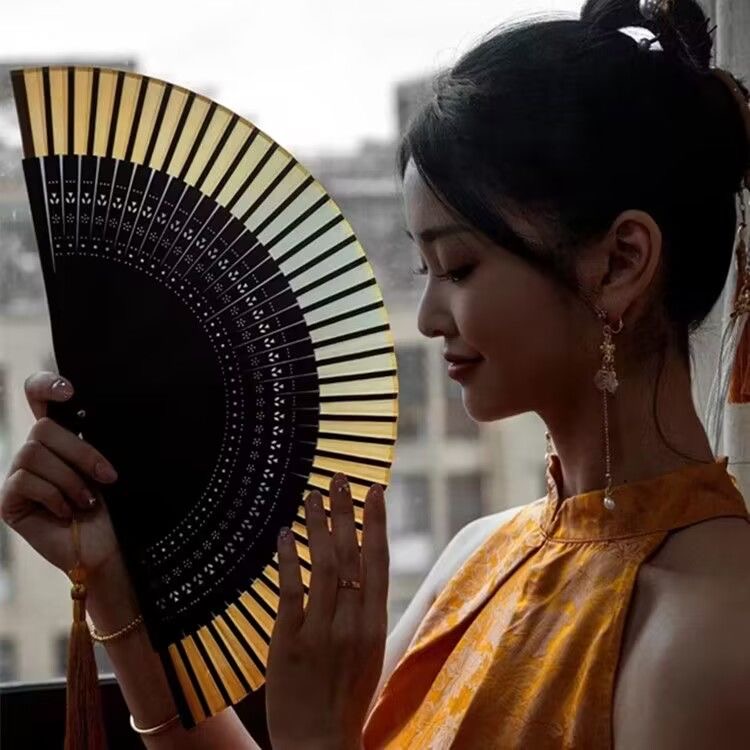 Premium Chinese Aesthetic Portable Manual Hand Fan Dance Silk Fan ...
