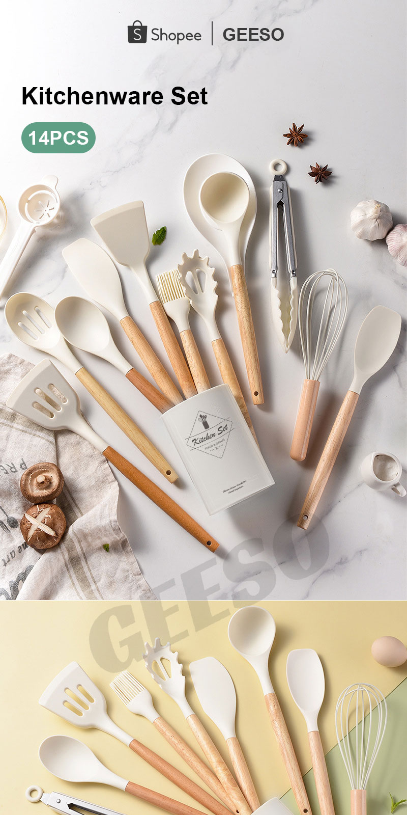 GEESO 14PCS Kitchenware Set Cooking Tools Set Cutleries Set Sudip ...