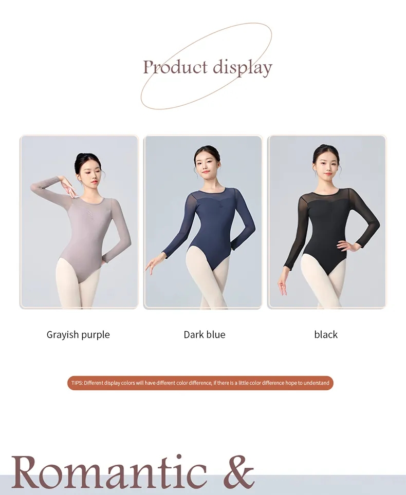 Ballet Leotard Adult Women Mesh Long Sleeve Dance Bodysuits | Shopee ...