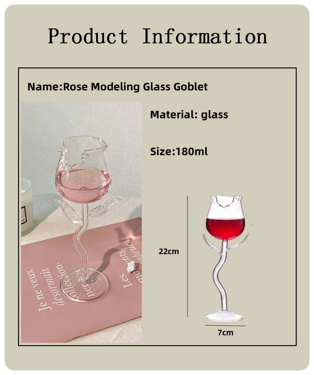 Wine Glass Cup Exquisite Transparent Rose Shape Goblet Creative High ...