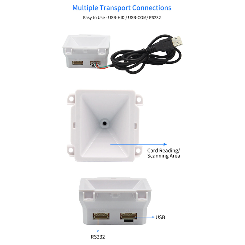 2D Barcode Scanner Bar QR Code Reader USB RS232 Interface Embedded Mounted Reader for Multiple ...