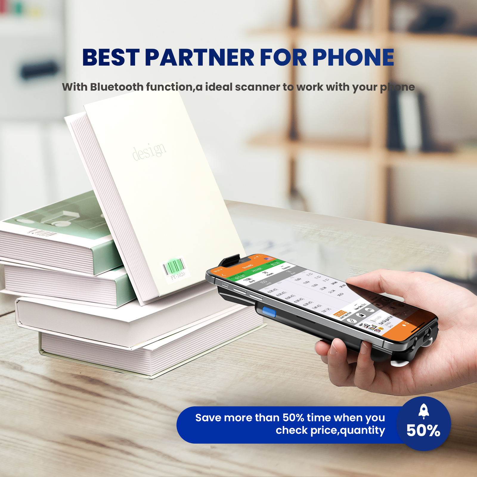 Eyoyo 2D Back Clip Bluetooth Barcode Scanner Work with Phone, Portable ...